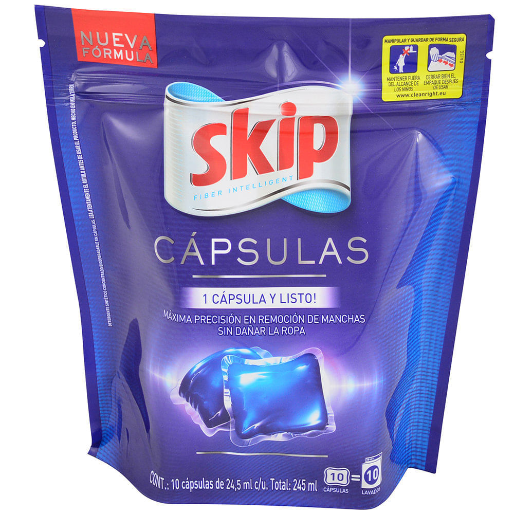 Detergente liquido ropa Skip Concentrado Capsulas 10x24,5 ml - Disco