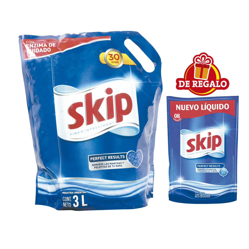 Pack detergente líquido SKIP doy pack 3 L + doy pack 800 cc - Disco