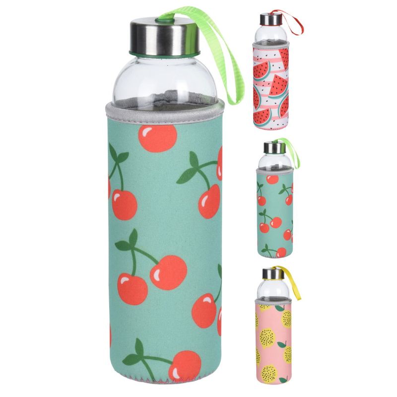 Botella en vidrio con funda decorada - Disco