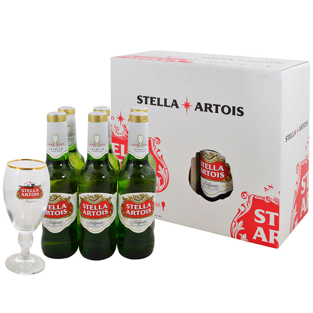 Cerveza STELLA ARTOIS 330 ml 6 un. + copa - Disco