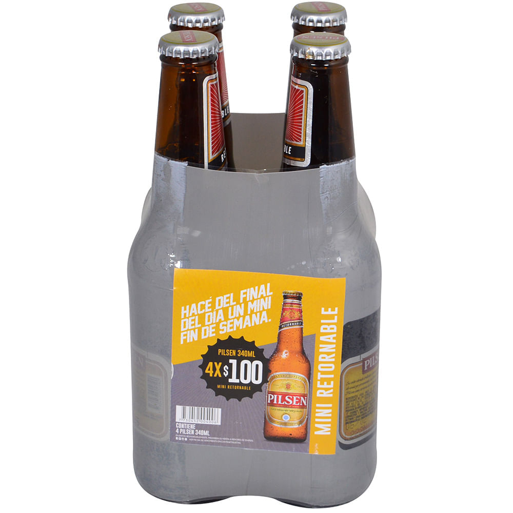 Cerveza PILSEN mini 340 cc 4 un. - Disco