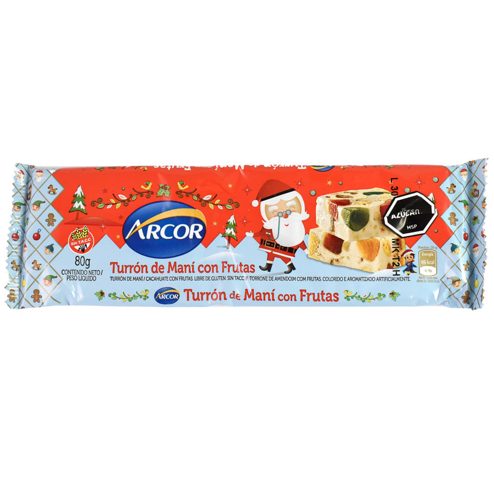Turrón de maní ARCOR con frutas 80 g - Disco
