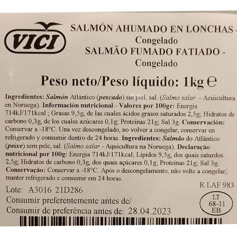 Salmón ahumado VICI 1 kg - Disco