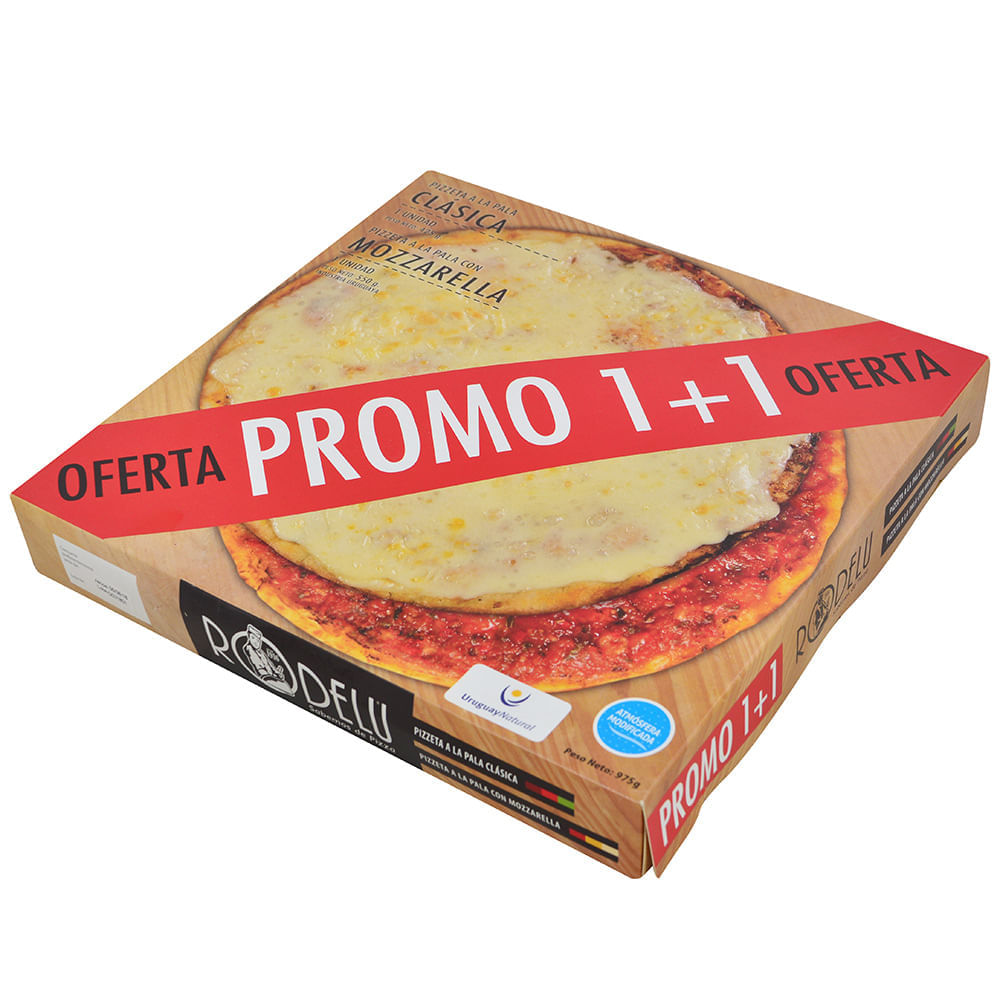 Pizzeta RODELÚ muzzarella + pizza con salsa 975 g - Disco