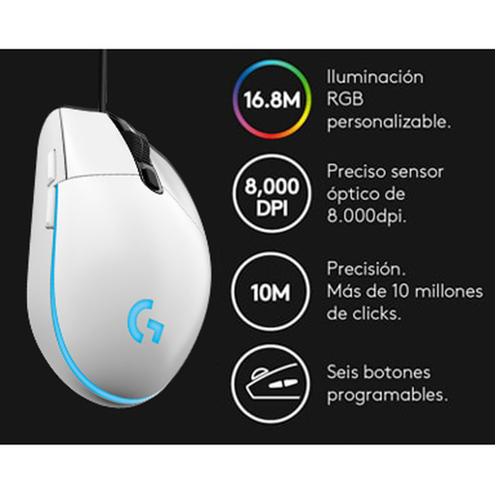 Mouse Gaming LOGITECH Mod. G203 blanco - Disco