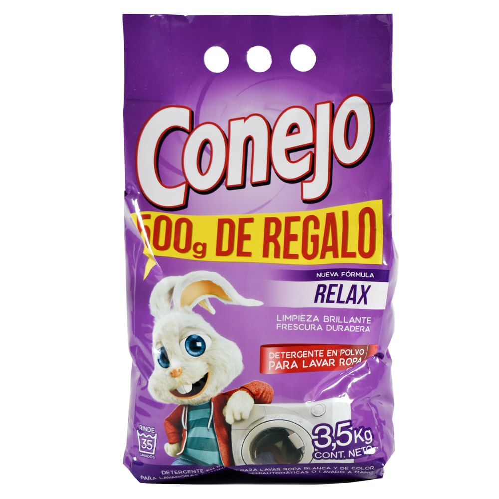 Detergente en polvo CONEJO Relax 3.5 kg - Disco Detergente en polvo CONEJO Relax 3.5 kg - Disco