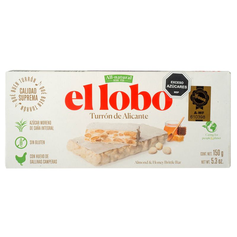 Turrón alicante EL LOBO 150 g - Disco