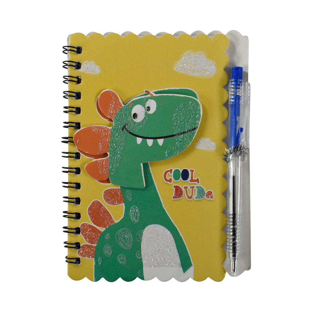Libreta con rulo A6 + lapicera dino - Disco
