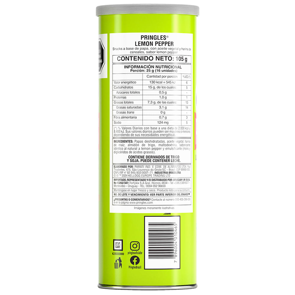 Papas Fritas PRINGLES Lemon Pepper 105 g - Disco