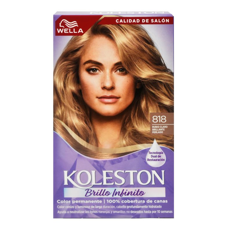 Coloración KOLESTON Kit Rubio Claro Perla 818 - Disco