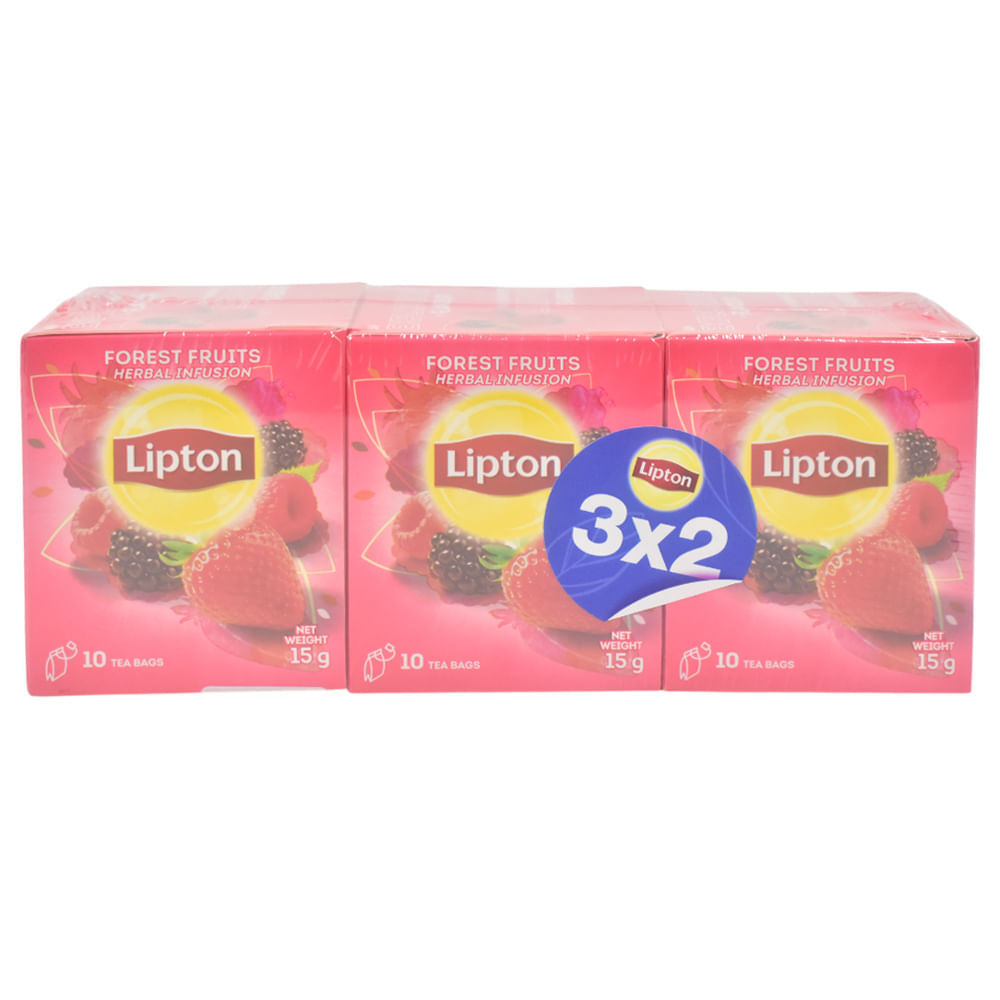Pack 3 x 2 Té LIPTON Infusión Frutos Rojos 10 Sobres - Disco