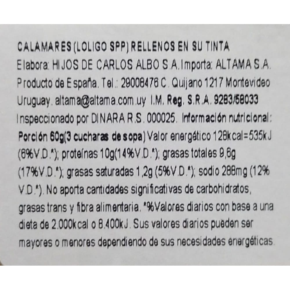 Chipirones rellenos ALBO en su tinta 115 g - Disco